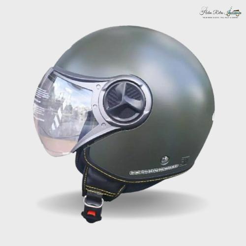 Promo Helm pilot Italy bogo retro Klasik pria Wanita Dewasa Full leher ...