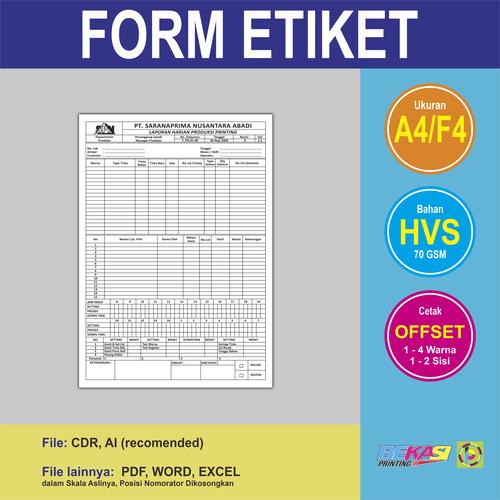 Jual Cetak Offset 1/0 Form / Label / Etiket - HVS 70 GSM - 1 Warna ...