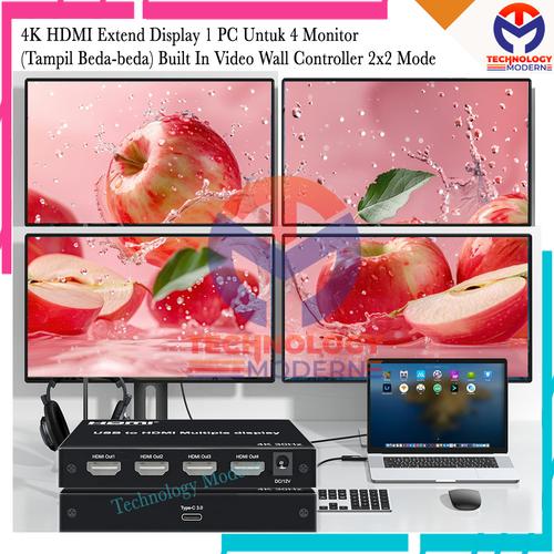 Jual 4K HDMI Extend Display 1 PC Untuk 4 Monitor (Tampil Beda-beda ...