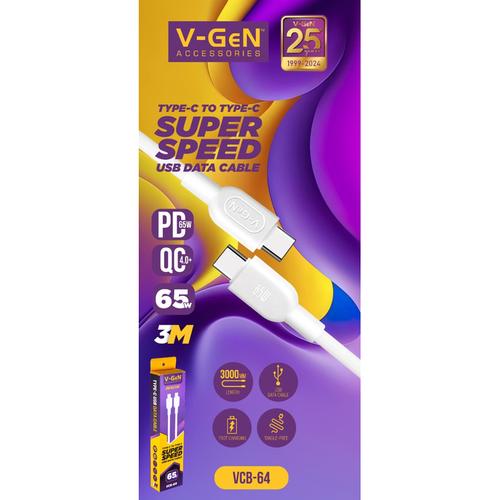 Jual Kabel Data USB V-GeN VCB-64 Super Fast Charging 65W 3A QC4.0+ PD ...