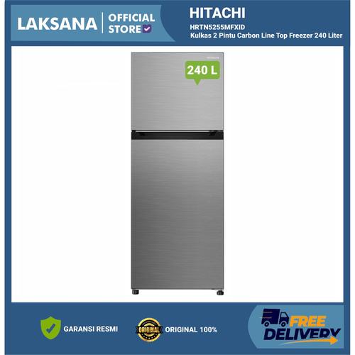 Jual Hitachi HRTN5255MFXID Kulkas 2 Pintu Carbon Line Top Freezer 240 ...