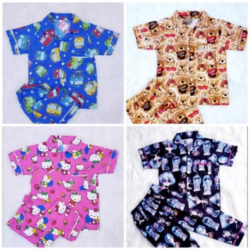 Jual Piyama Baju Tidur Anak Usia 1-5 Tahun Gambar Kucing Lucu - Random ...