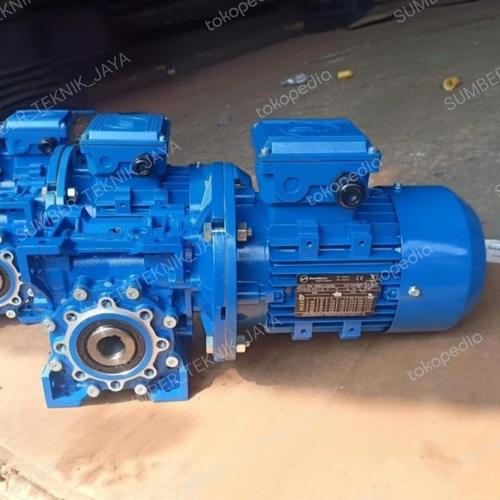 Jual MOTOVARIO GEAR BOX NMRV-P 063 RATIO 1:30 SET MOTOR 0.75KW 1hp ...