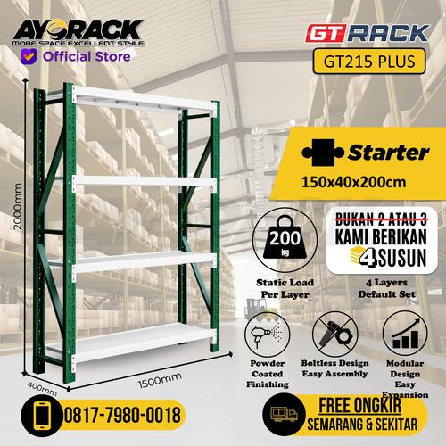 Jual RAK GUDANG BESI GT RACK GT215 PLUS 2 METER 4 SUSUN LEBAR 40CM P 1.5 M - Kota Semarang ...
