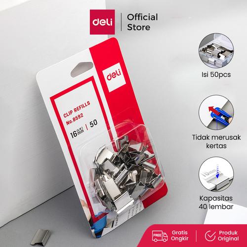 Jual Deli Fastener Clip Refill Binder Clip / Isi Penjepit Kertas 8592 ...