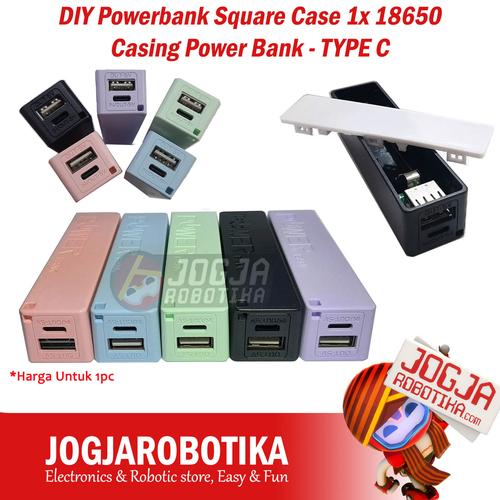 Jual DIY Powerbank Square Case 1x 18650 Casing Power Bank - TYPE C ...