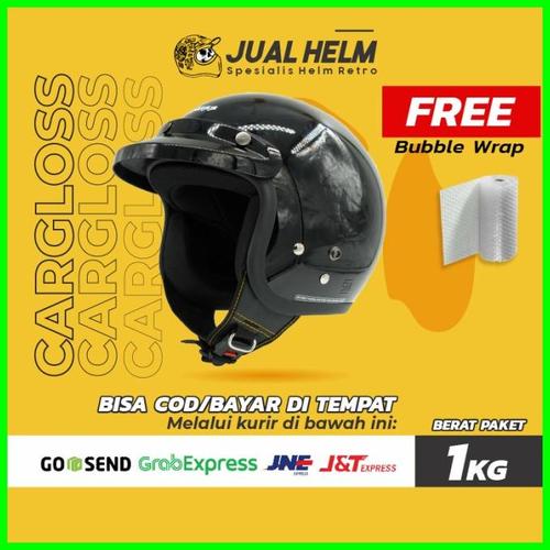Jual SALE HELM CARGLOSS HITAM BLACK GLOSSY / HELM RETRO / HELM CLASSIC - Helm Aja, M - Kota ...