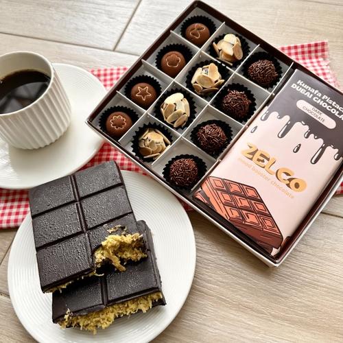 Promo Zelco - Dark Coklat Dubai kunafa Pistachio Chocolate permen kapas ...