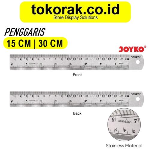 Jual PENGGARIS BAJA TAHAN KARAT 15CM 30CM JOYKO STAINLESS STEEL RULER PENGGARIS BESI 15 30 CM ...