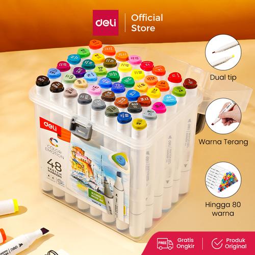 Jual Deli Spidol Sketsa / Sketch Marker 24 Hingga 80 Warna Dual Tip ...
