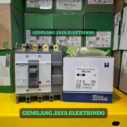 Jual MCCB LS ABS 54c 4P 30A 18KA / MCCB LS METASOL ABS54c 30A 4POLE 18KA LS ORIGINAL MADE IN ...