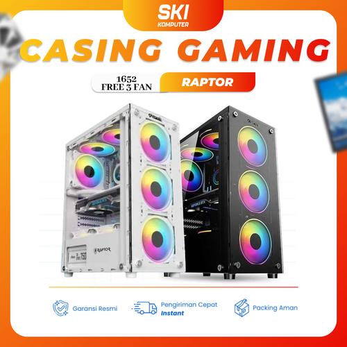 Jual Casing PC Raptor Black Strike 1652 free 3 fan RGB ATX - Kota ...