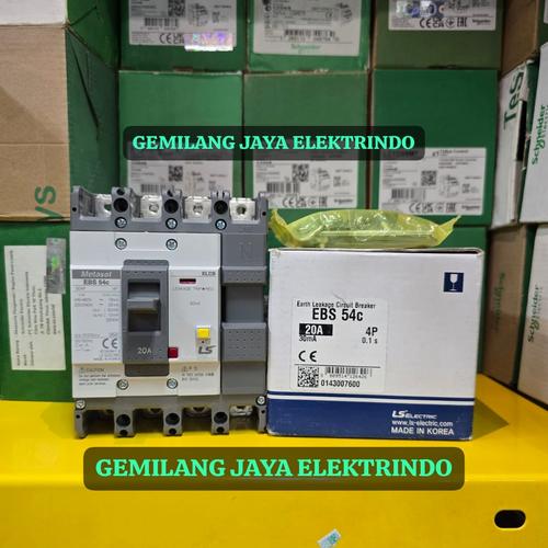 Jual ELCB LS 4P 20A 30MA / LS EBS 54C 20A / ELCB EBS-54c 4P 20A 30MA 18KA 415/460V ORIGINAL LS ...