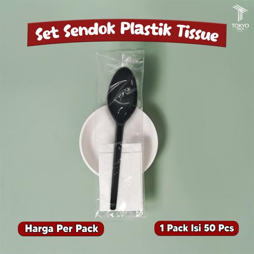 Jual Sendok Plastik Set isi Sendok Tisu Bungkus Transparan Tebal Murah ...