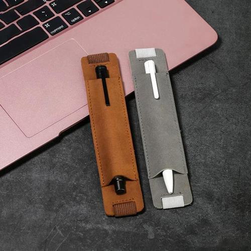 Jual Adjustable Elastic Band Pen Holder PU Leather Pen Sleeve Pouch ...