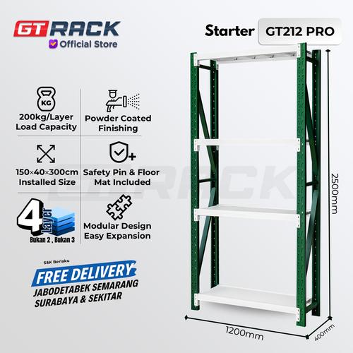 Promo RAK GUDANG BESI GT RACK GT212 PRO – WAREHOUSE RACK 200KG TINGGI 4 ...
