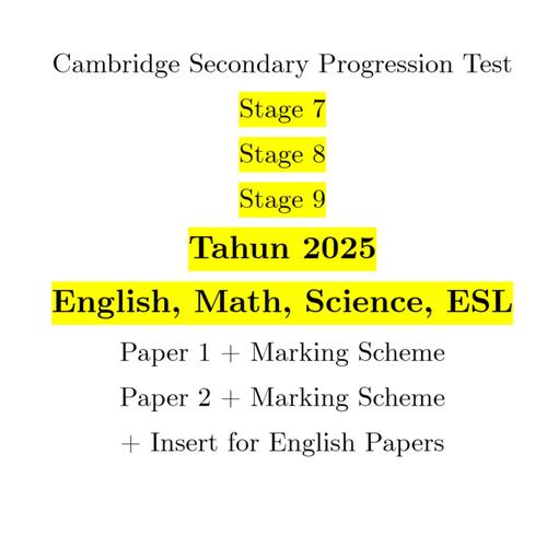 Jual [Hardcopy] Cambridge Secondary Progression Test Tahun 2025 - ESL ...