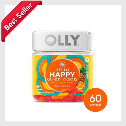 Jual OLLY Hello Happy Gummy Worms, Mood Balance Support, Vitamin D ...