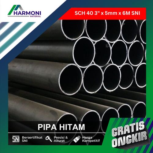 Jual Distributor Pipa Besi Hitam Seamless SCH40 3 inch tebal 5mm panjang 6 Meter SNI Sertifikat ...