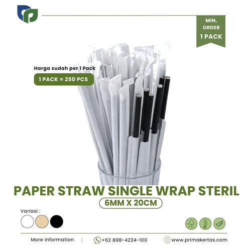 Jual PAPER STRAW SINGLE WRAP STERIL 6MM X 20CM SEDOTAN KERTAS ...