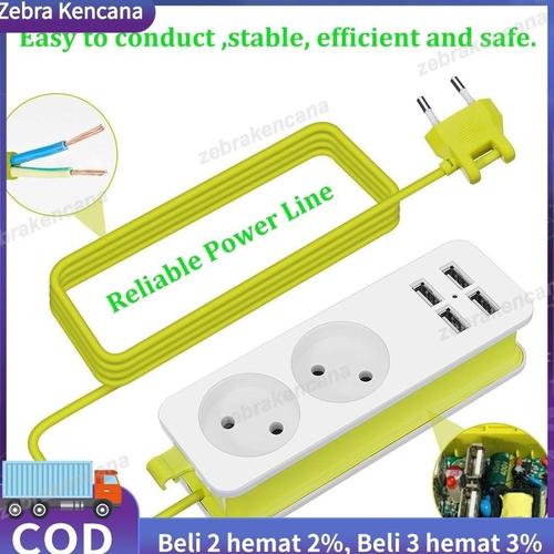 Jual Portable Stop Kontak Travel - 4 USB Port - Kabel 1,5 Meter/Stop ...