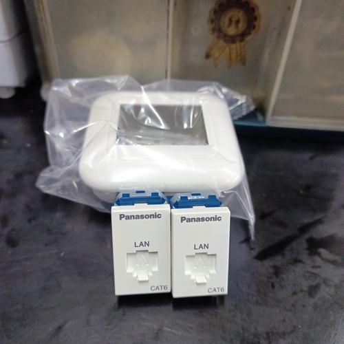 Jual stop kontak data cat-6/2way + frame Panasonic wide series wej ...