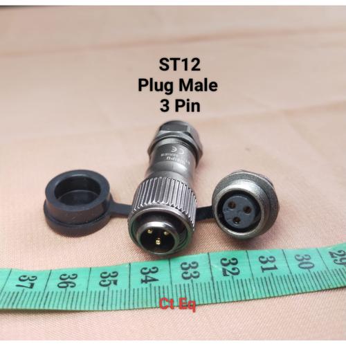 Jual ST12 Plug Male 3 Pin Plug dan Socket M12 Panel Mount 3 Core ...