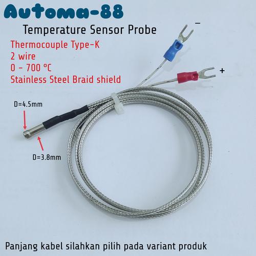 Jual Thermocouple type k 2 wire Temperature Sensor probe diameter 4.5mm ...