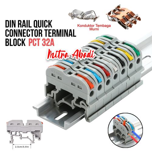 Jual DIN Rail Quick Connector Terminal Block PCT 32A / Terminal Blok Konektor Kabel Dengan ...