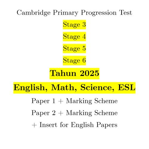 Jual [Hardcopy] Cambridge Primary Progression Test Tahun 2025 - English ...