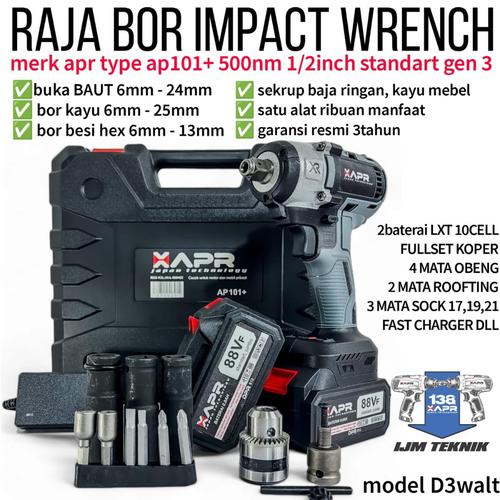 Jual PROMO RAJA BOR IMPACT WRENCH APR AP101+ 500NM 1/2INCH STANDART ...