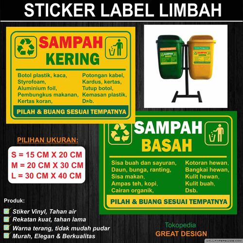 Jual Stiker Vinyl Label Sampah Basah dan Sampah Kering / Label Sampah ...