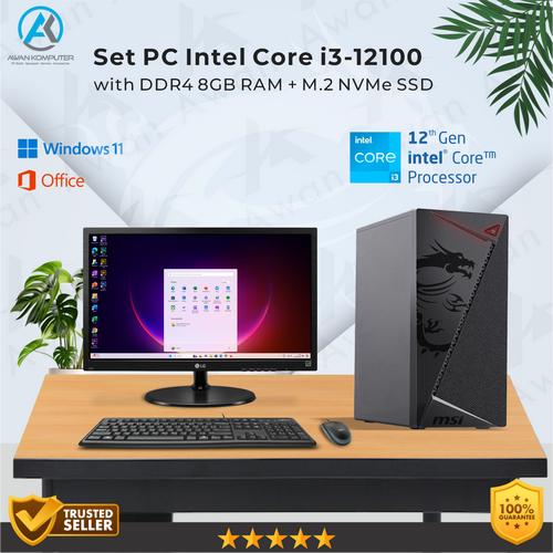Jual Set PC Komputer Intel Core i3-12100 Gen-12 RAM 8GB SSD Rakitan ...
