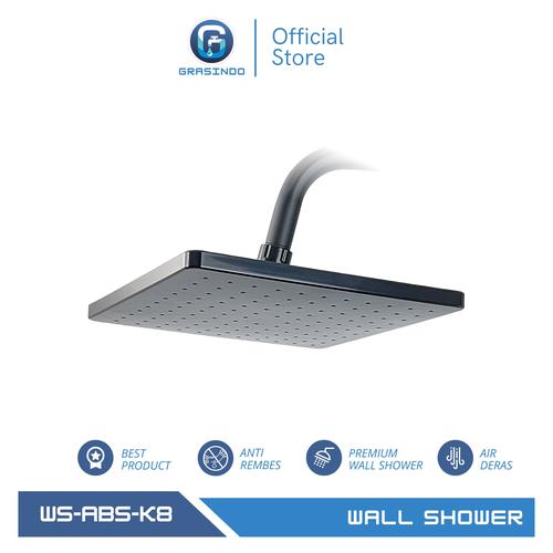 Jual Kepala Wall Shower Hitam 8 Inch / Head Shower Rainfall Black ABS ...