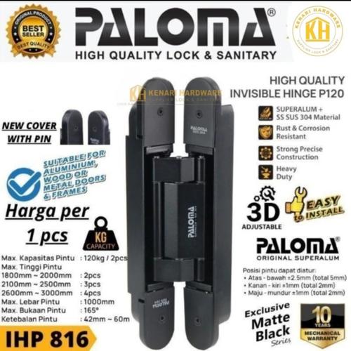Jual PALOMA IHP 806 CONCEALED HINGE ENGSEL PINTU TANAM INVISIBLE HITAM ...