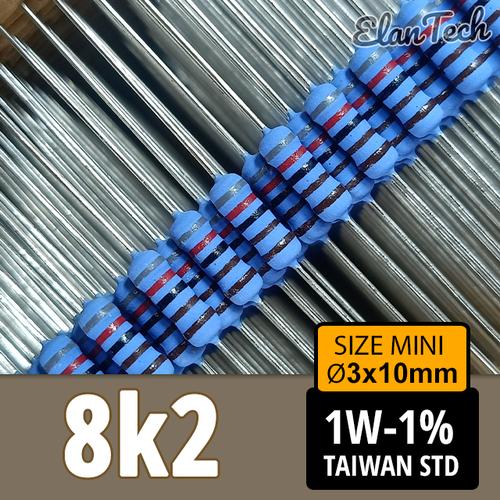Jual Resistor 1W 8k2 Taiwan 1% Metal Oxide 8.2k 8.2 Kilo Ohm Mini Size ...