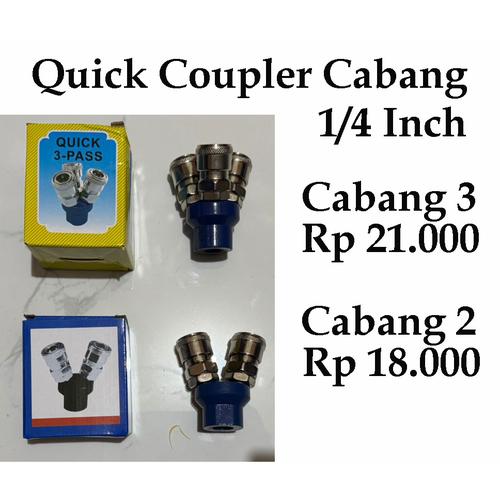 Jual Quick coupler Cabang 2 way & 3 Way Sambungan Selang Angin 2 3 ...