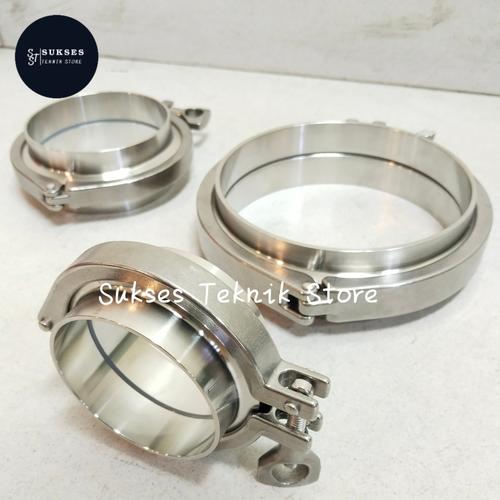 Jual Set Clamp Ferrule Sanitary ss304 Ukuran 1.5" inch / Klem Ferrule ...