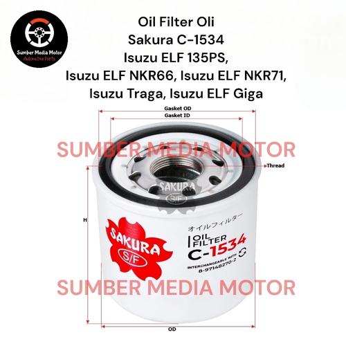 Jual Sakura Oil Filter Oli C-1534 Isuzu ELF 135PS, Isuzu ELF NKR66 ...