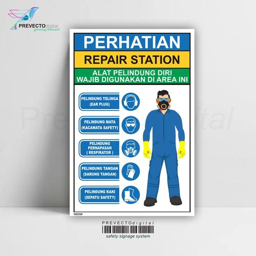 Jual Sticker Safety Sign K3 APD Wajib Area Repairs Station - Personal ...