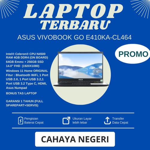 Promo PROMO NEW LAPTOP Asus VivoBook Go E410KA-CL464 Intel N4500 64GB ...