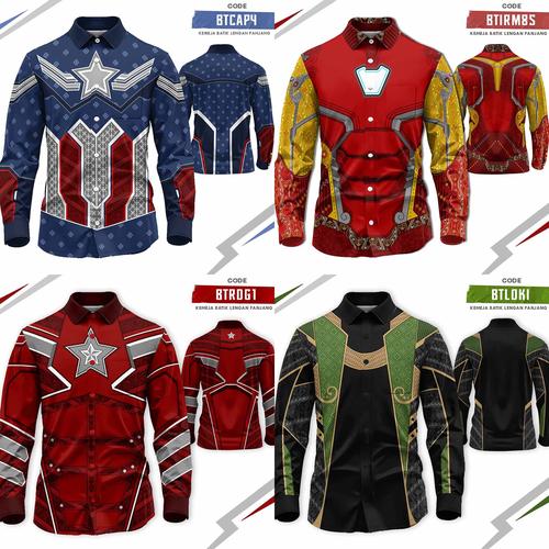 Jual Kemeja Batik Pria Captain America, Iron Man, Red GUardian, Loki ...