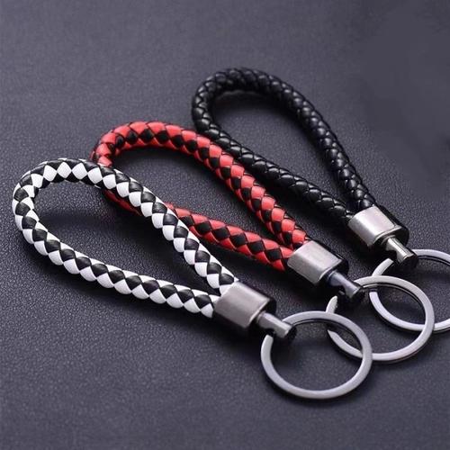 Jual Wwn9998 Hand Woven Leather Car KeyChain Detachable Metal 360 ...