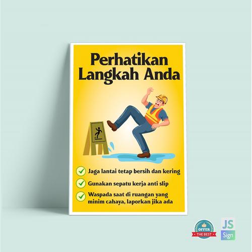 Jual POSTER SAFETY K3 - AWAS TERPELESET / PERHATIKAN LANGKAH ANDA - A1 ...