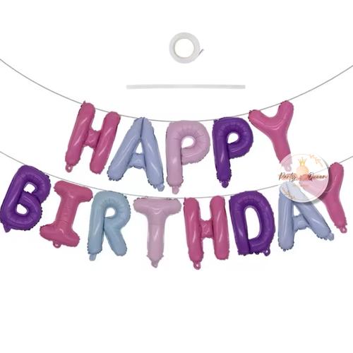 Jual Balon Foil Huruf Set Happy Birthday / Set HBD Mix Warna Pastel ...