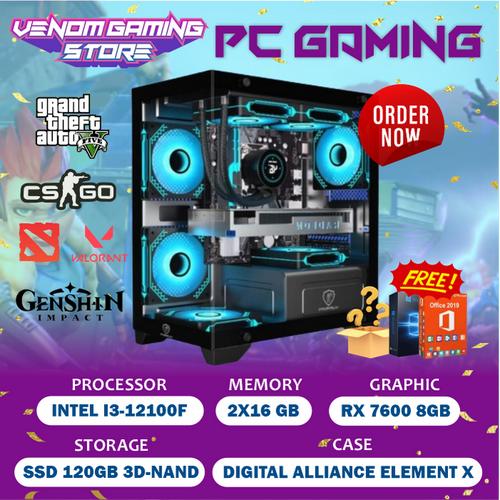 Jual Pc Gaming | Intel i3 12100F | RX 7600 8GB | 32GB RAM | SSD ...