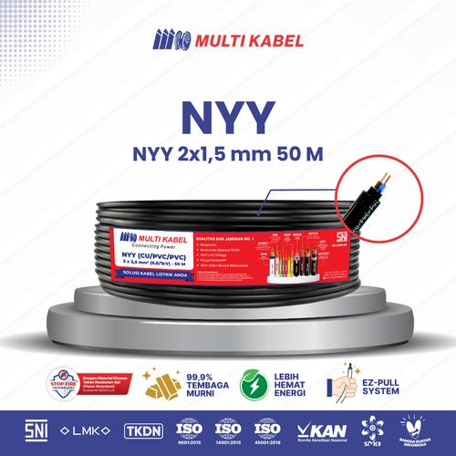 Promo Kabel NYY 2x1.5 mm2 - Kabel Listrik Roll Tembaga Kawat 50 m PVC SNI - MULTI KABEL ...