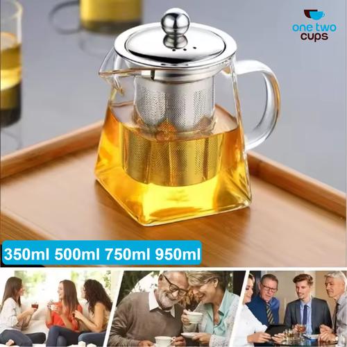 Jual Teko Kaca Teh Kopi Minuman Rempah Tahan Panas Api Glass Teapot Dengan Saringan 350 ml 500 ...