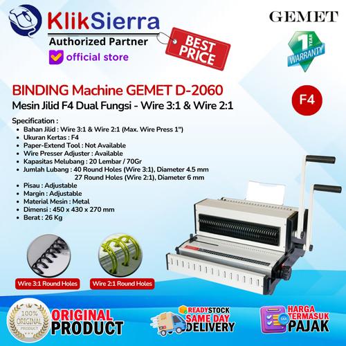 Jual GEMET D2060 / D2050 Mesin Jilid F4 Dual Fungsi - Kawat Wire 3:1 ...