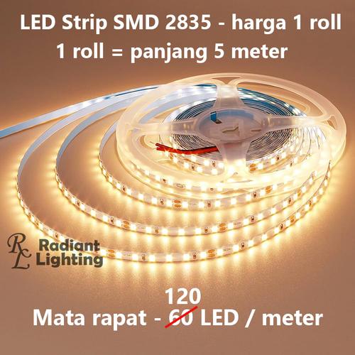 Jual Lampu LED strip 12V SMD 2835 IP20 mata rapat kecil INDOOR - 10000K ...
